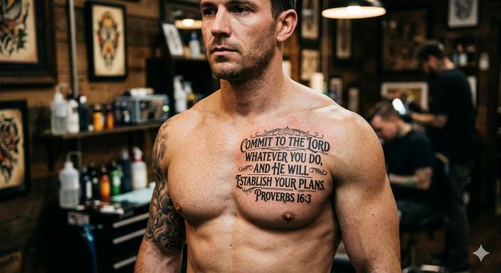 75 Inspiring Bible Verse Chest Tattoos for Men